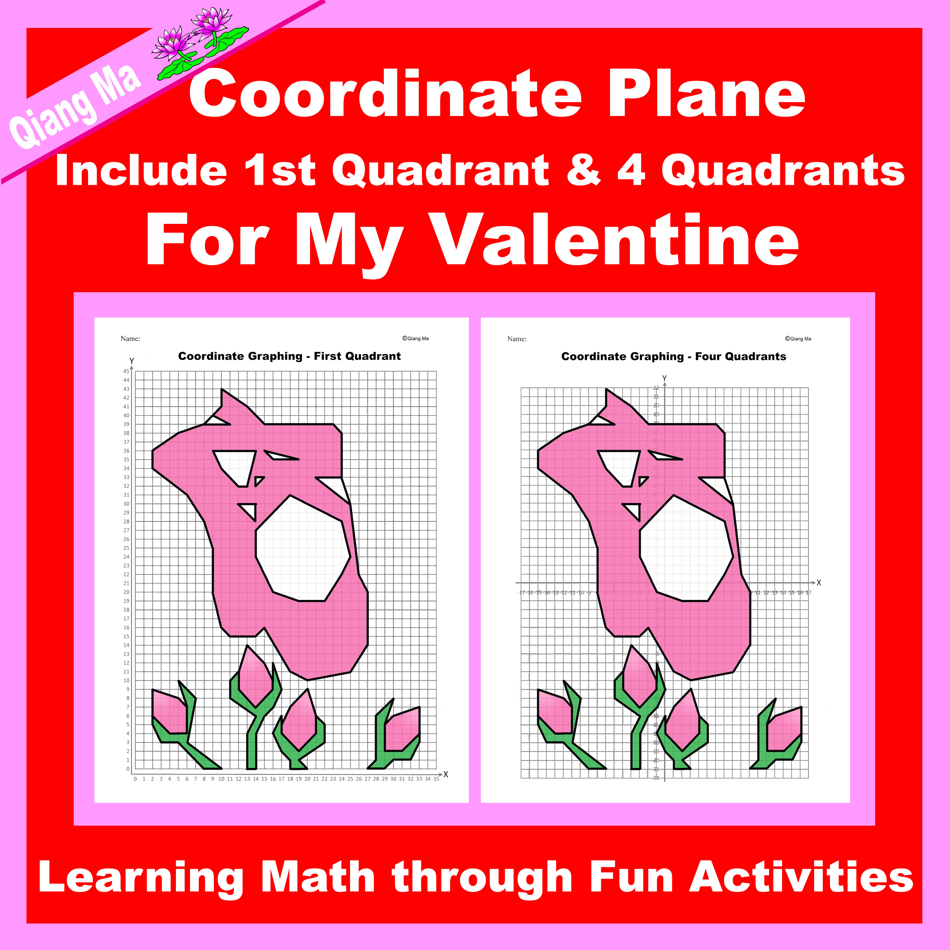Valentine Coordinate Plane Graphing Picture- For My Valentine - Classful