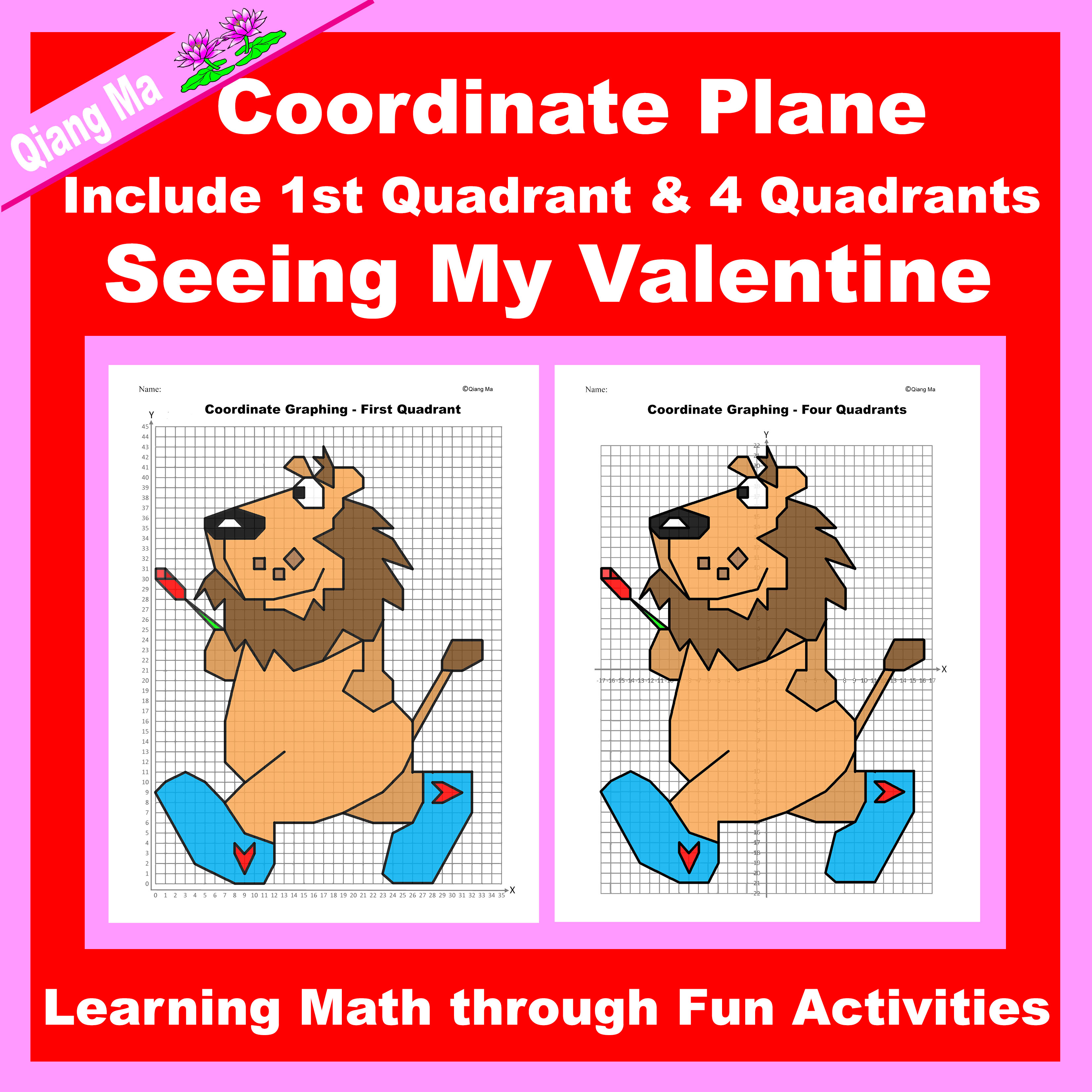 Valentine Coordinate Plane Graphing Picture- Seeing My Valentine - Classful
