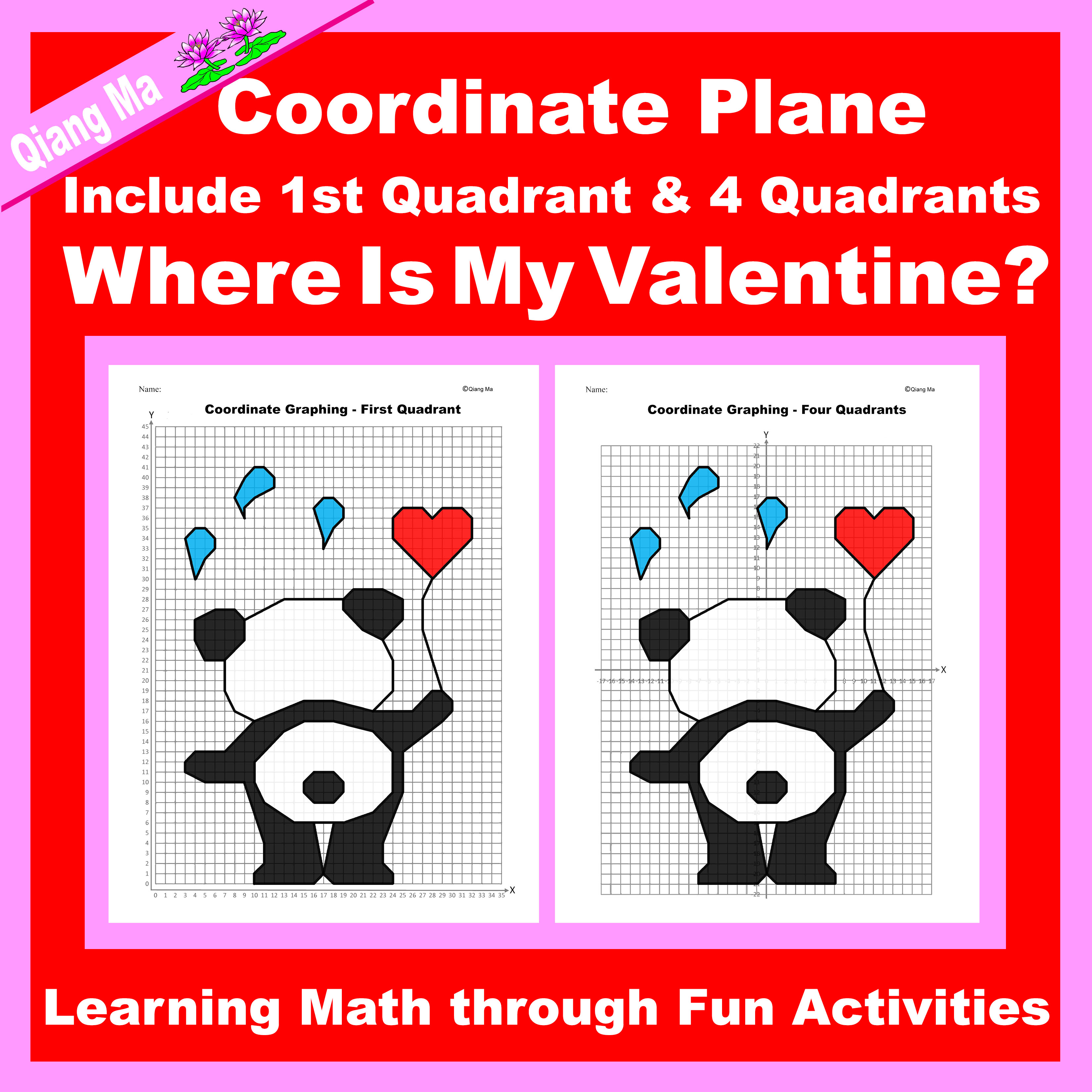 Valentine Coordinate Plane Graphing Picture- Where Is My Valentine ...