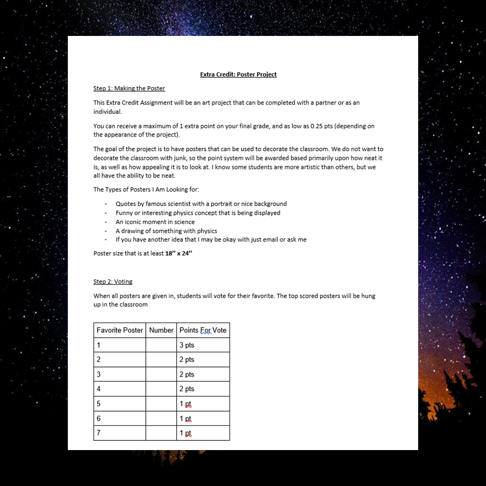 Science Poster Project (Extra Credit) - Classful