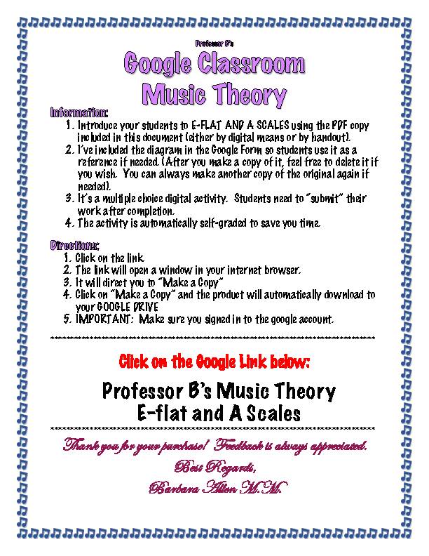 Google Classroom DIGITAL Music Theory Lesson 35- The E-flat and A Major ...