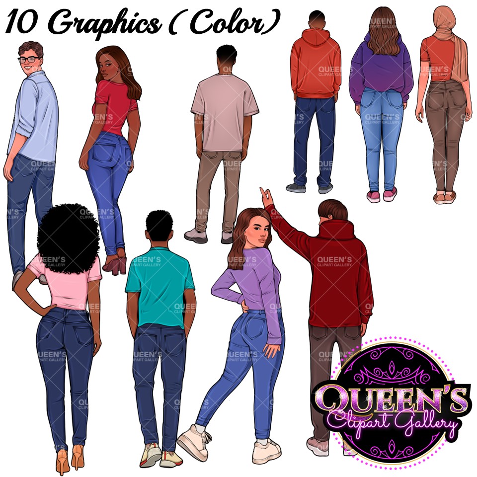 Backs Turned, Back View Teenagers, Teens Clipart, Teenagers Clipart ...