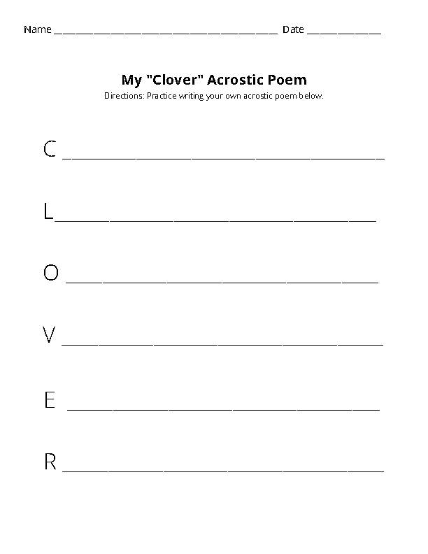 Acrostic Poem Packet - St. Patrick's Day elementary 4th 5th middle ...