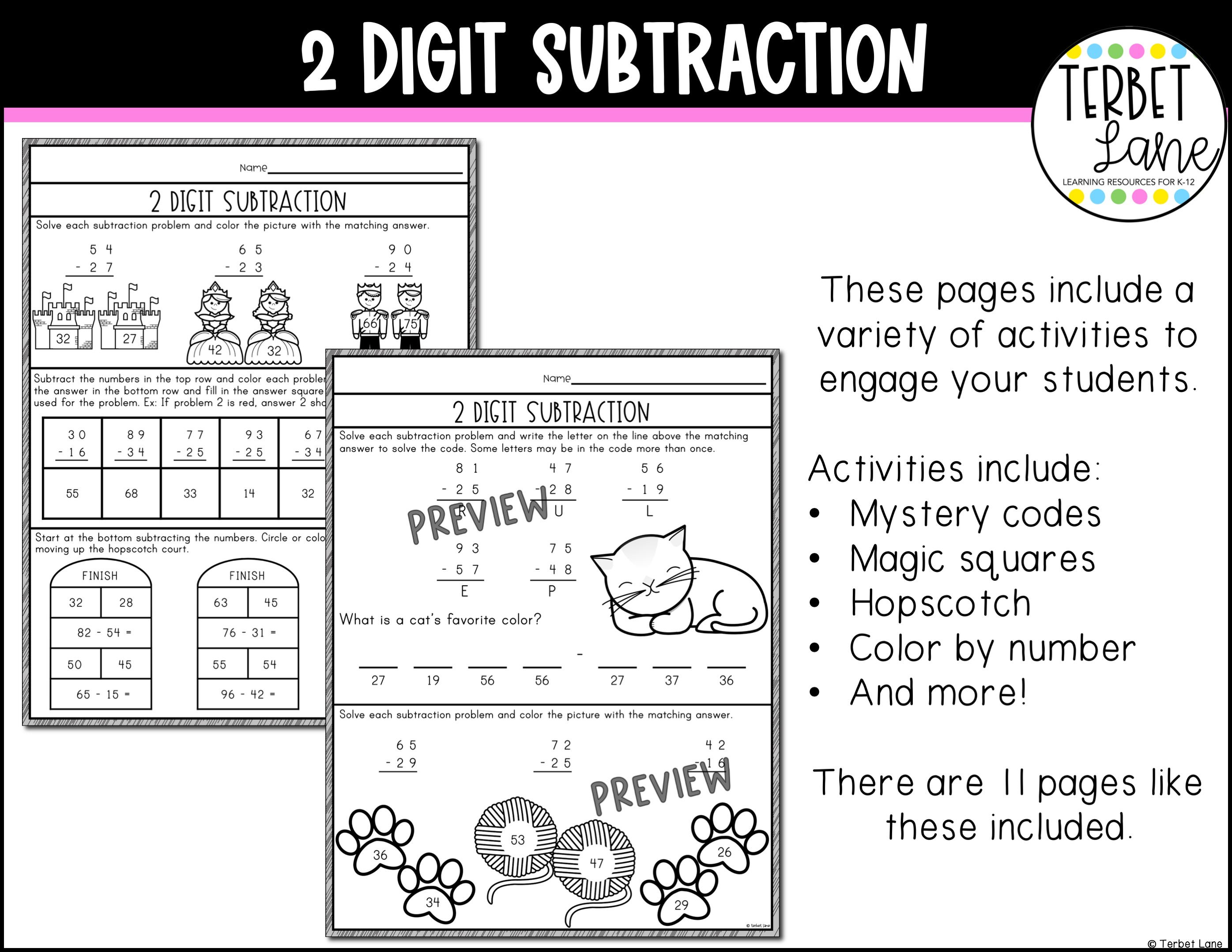 2 Digit Subtraction With and Without Regrouping Worksheets Grade 2 3 ...