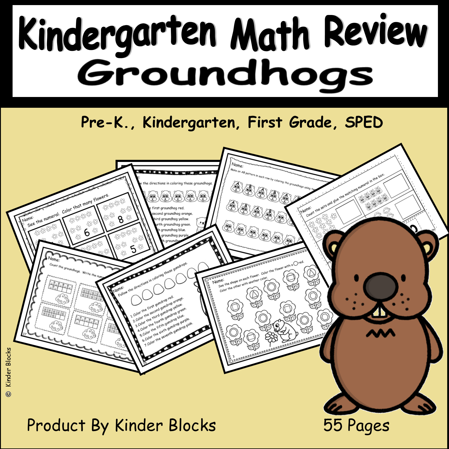 Groundhog Day Kindergarten Math Review - Classful