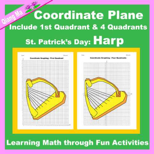 St. Patrick's Day Coordinate Plane Graphing Picture- Harp - Classful