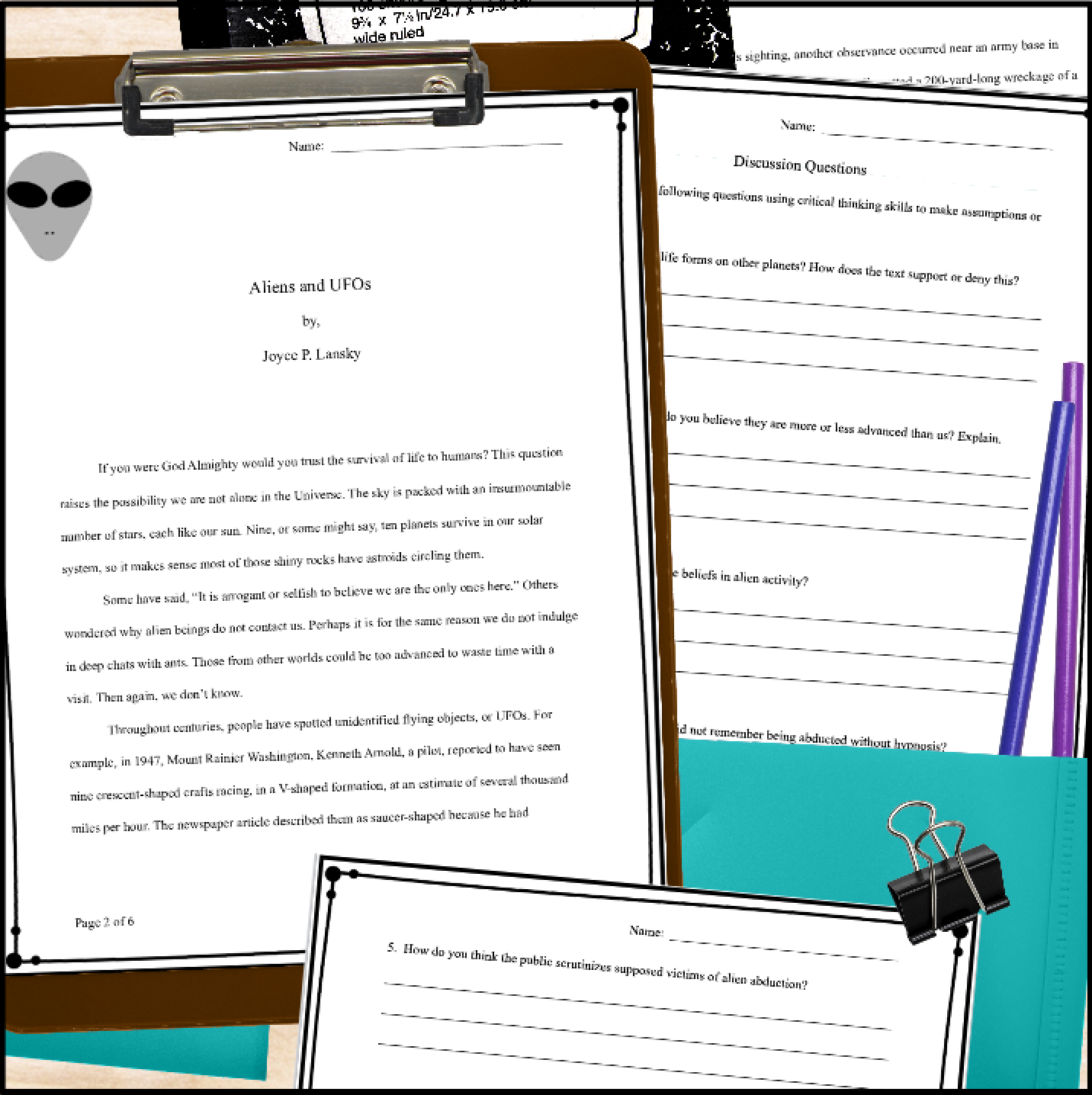 Aliens and UFOs Reading Passage with Questions - Classful