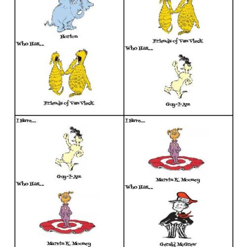 Dr. Seuss Character I Have, Who Has - Classful