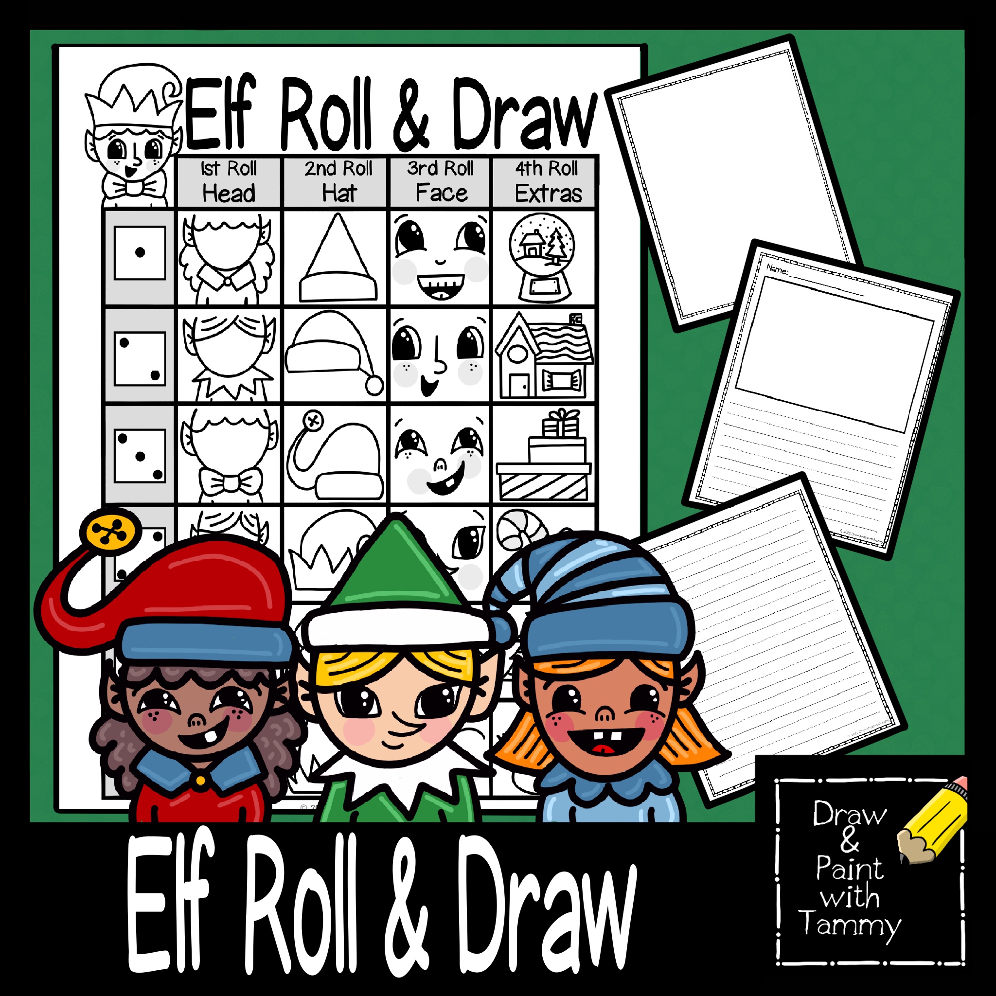 Roll An Elf Christmas Roll and Draw Art Game Art Sub Activity - Classful