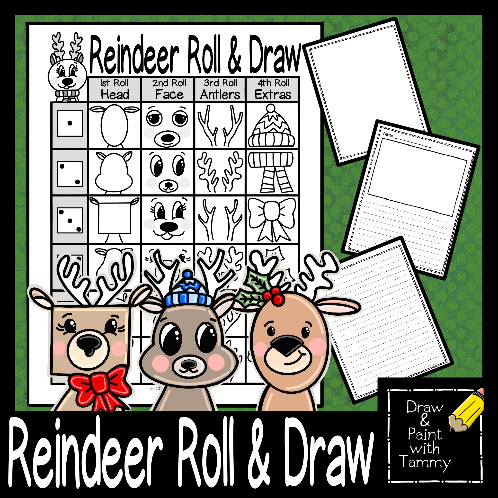 Roll A Reindeer Christmas Roll and Draw Art Game Art Sub Activity ...