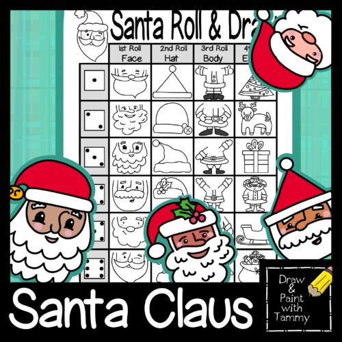 Roll a Santa Claus Christmas Roll and Draw Art Game Sub Lesson - Classful