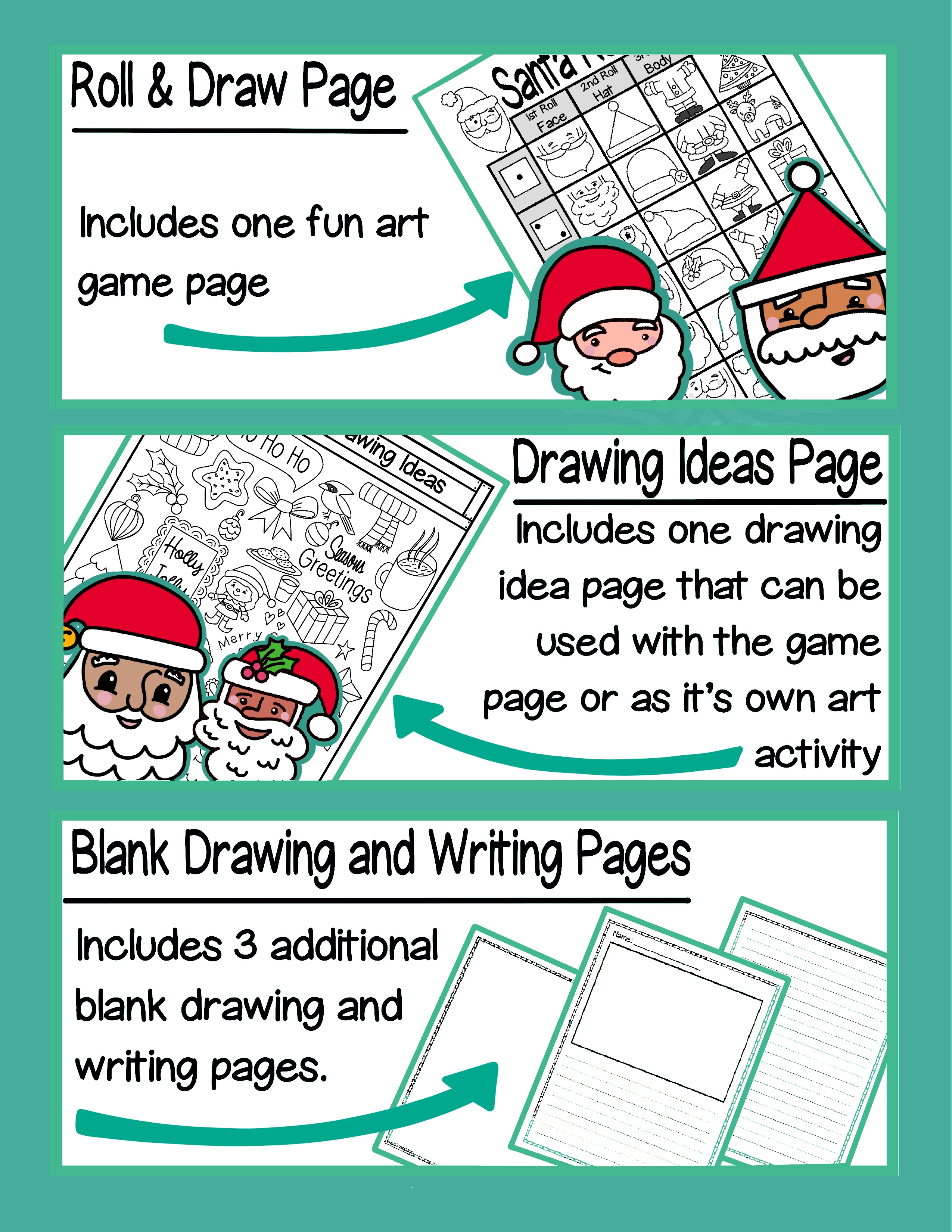 Roll a Santa Claus Christmas Roll and Draw Art Game Sub Lesson - Classful