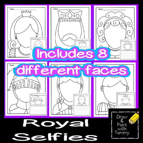 Royal Selfies Finish the Portrait Draw and Write Princess Queen Knight ...