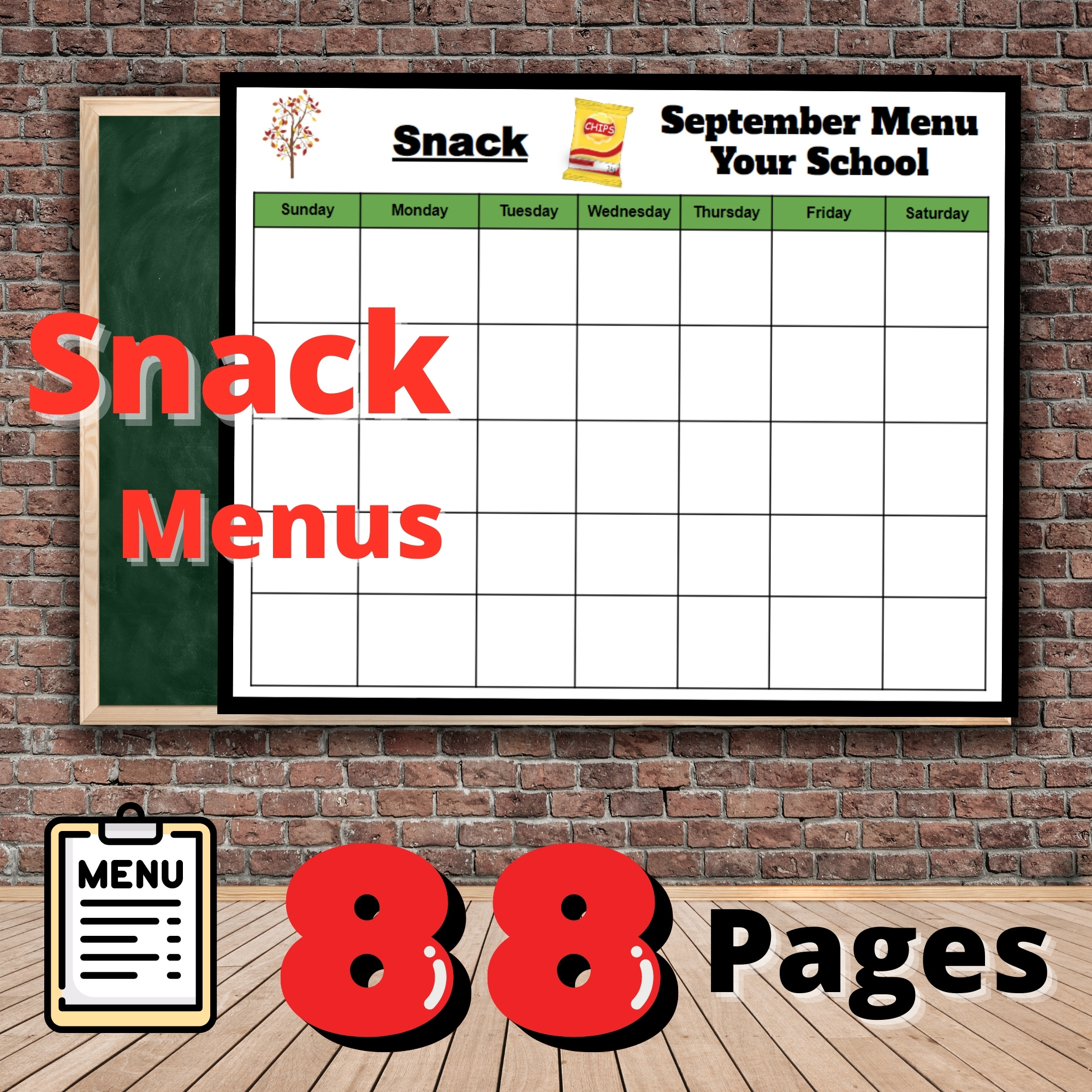 Food Menus Monthly School Resource Activity Calendar Editable Breakfast ...