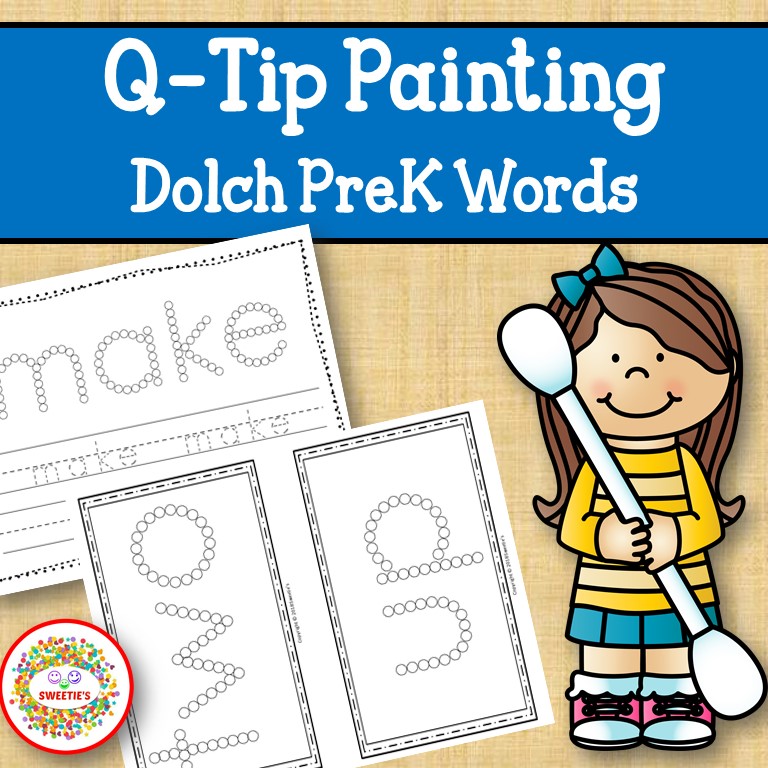 Sight Word Activities with Q Tip Painting Dolch PreK Words - Classful