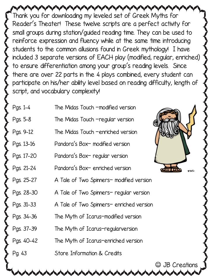 Reader's Theater for Greek Mythology (4 scripts, 3 levels) - Classful