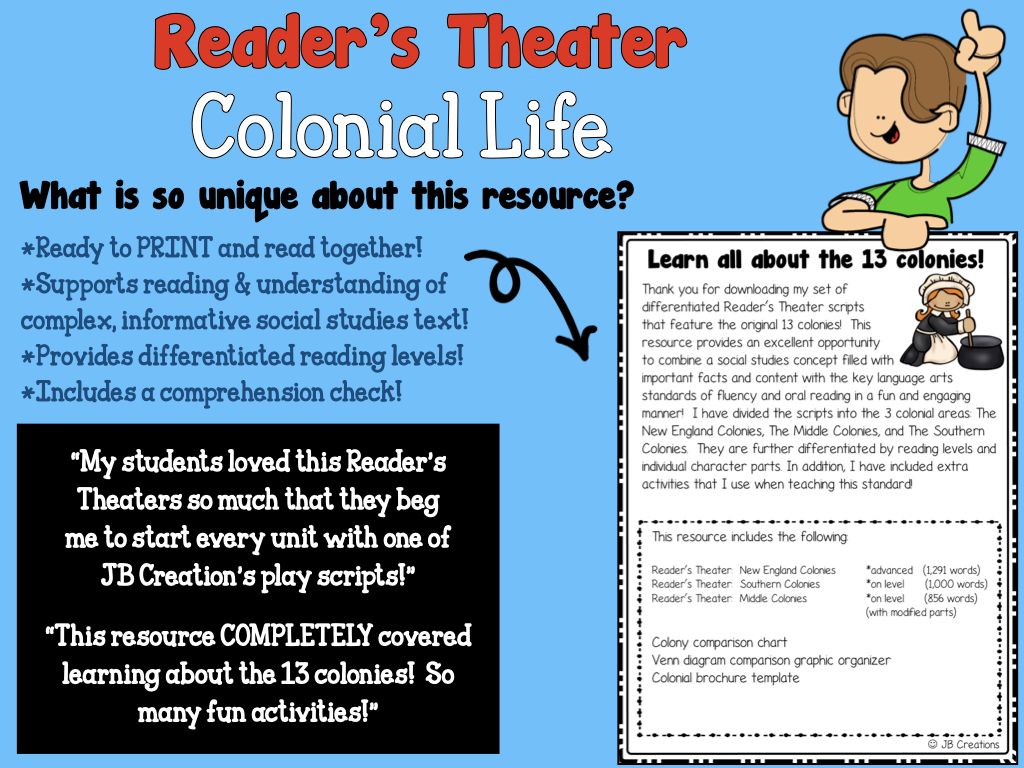 Reader's Theater- Life in Colonial America (+activities) - Classful