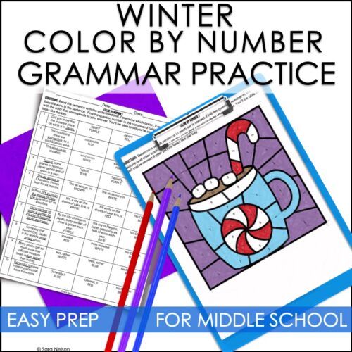 Winter Activities for Middle School ELA Color by Number Grammar ...