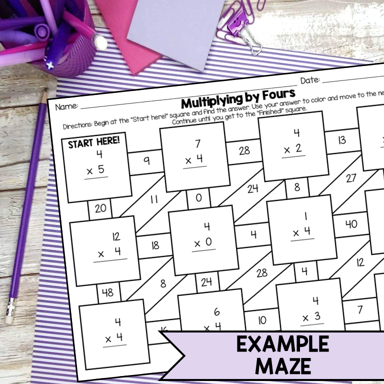 Multiplication Practice Math Mazes - Classful