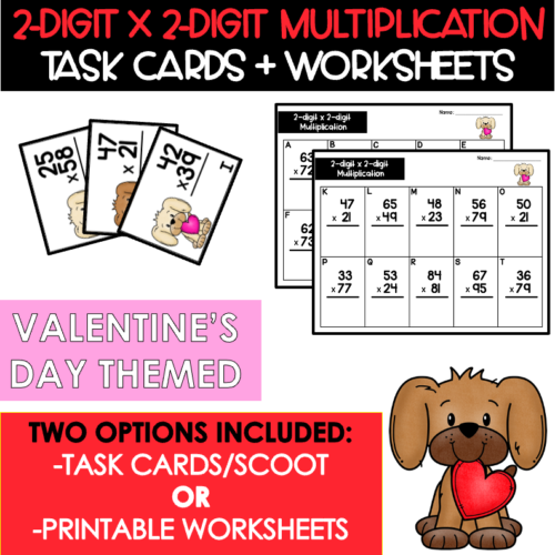 Multi-digit Multiplication Practice 2D x 2D - VALENTINE'S DAY - Classful