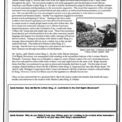Martin Luther King Jr + Civil Rights Movement Reading Activities - Classful