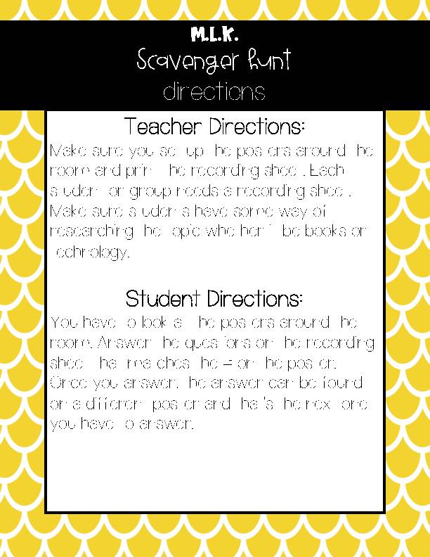 Martin Luther King Jr. Scavenger Hunt with Comprehension Passage - Classful