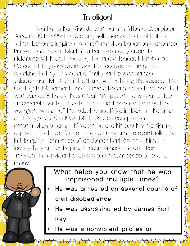 Martin Luther King Jr. Scavenger Hunt with Comprehension Passage - Classful