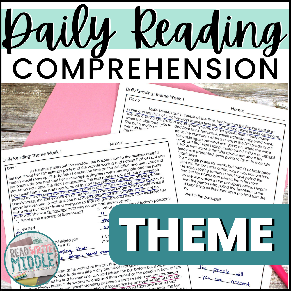 Theme Reading Comprehension Passages ELA Bell Ringers Morning Work ...