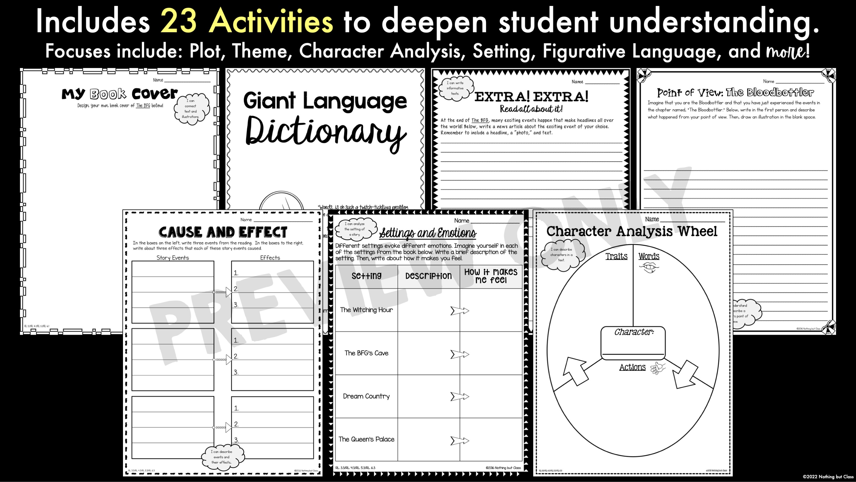 The BFG Novel Study Unit | Comprehension with Activities and Tests ...