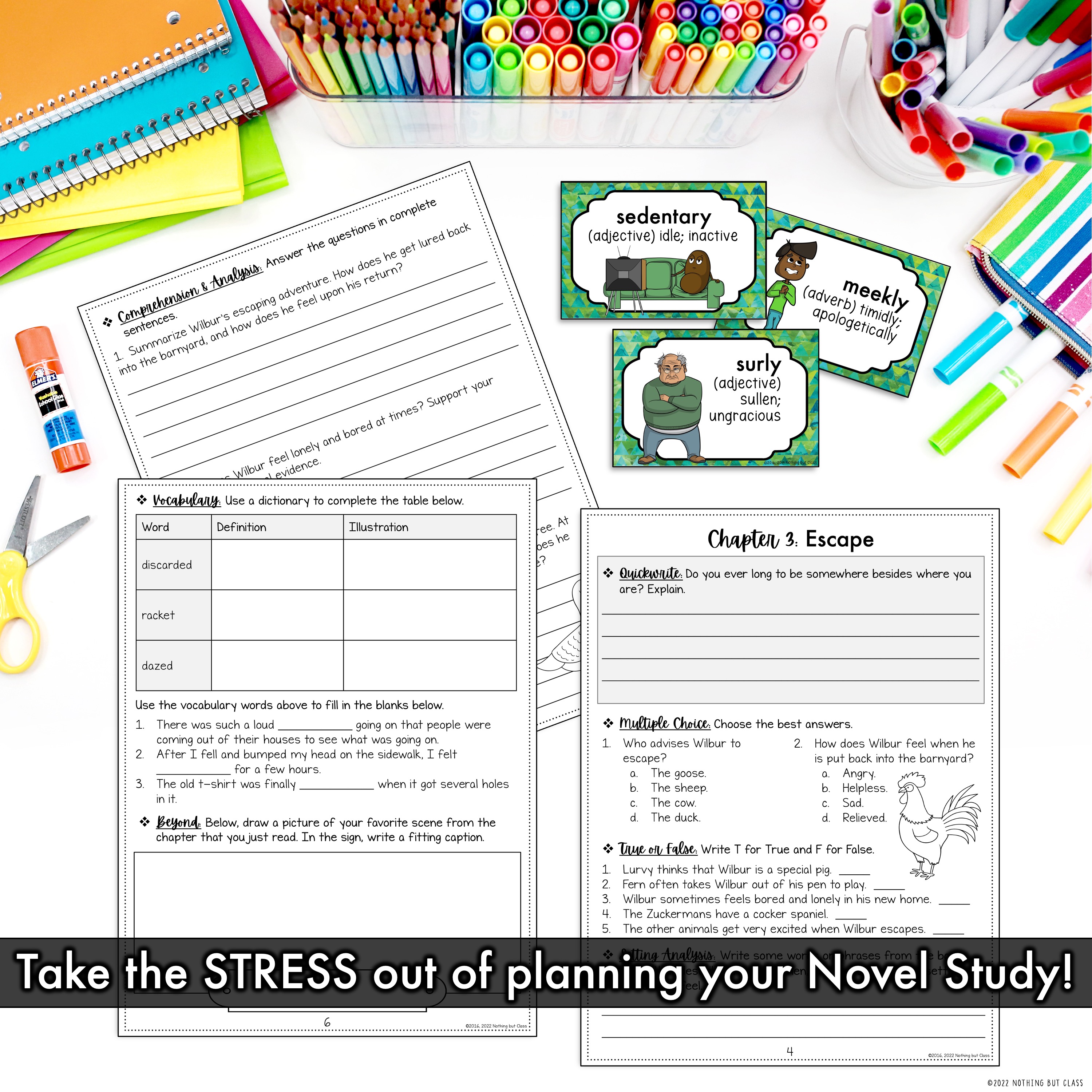 Charlotte's Web Novel Study Unit | Comprehension with Activities and ...