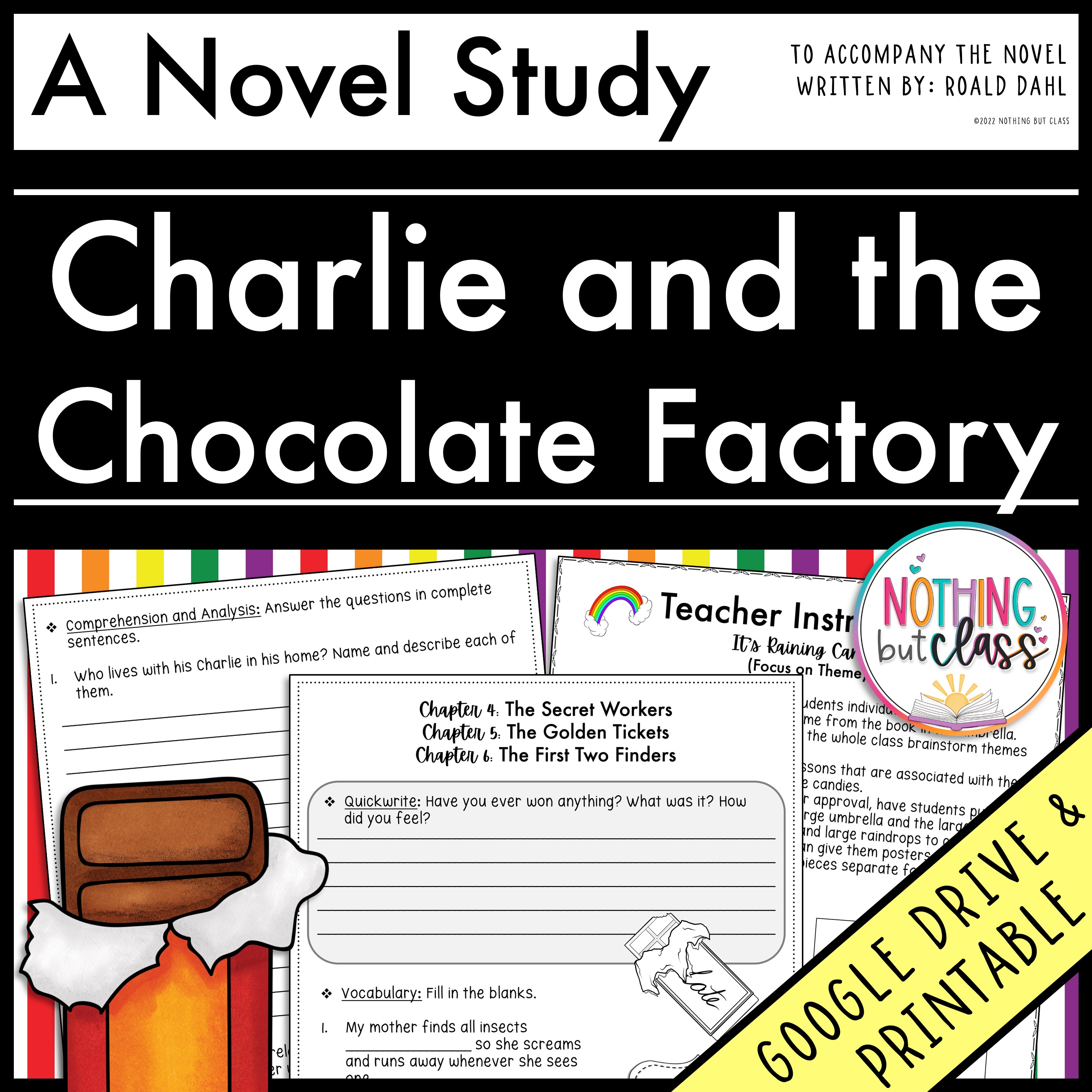 Charlie and the Chocolate Factory Novel Study Unit | Comprehension with ...