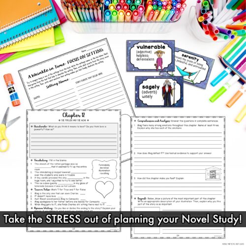 A Wrinkle in Time Novel Study Unit | Comprehension with Activities and ...