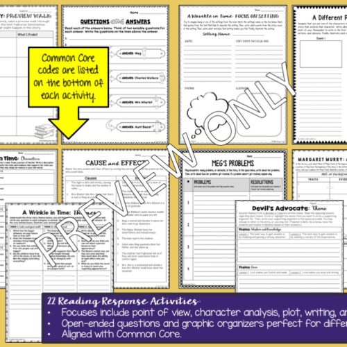 A Wrinkle in Time Novel Study Unit | Comprehension with Activities and ...