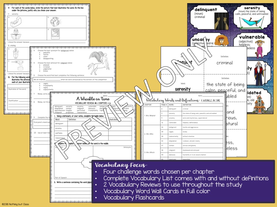 A Wrinkle in Time Novel Study Unit | Comprehension with Activities and ...