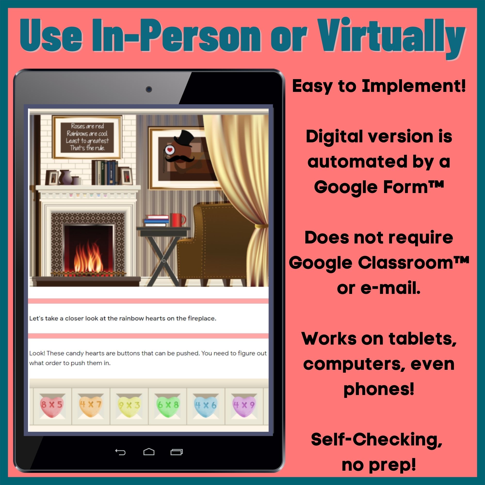 Valentine's Day Math Activity for 3rd Grade Digital or Print Escape ...