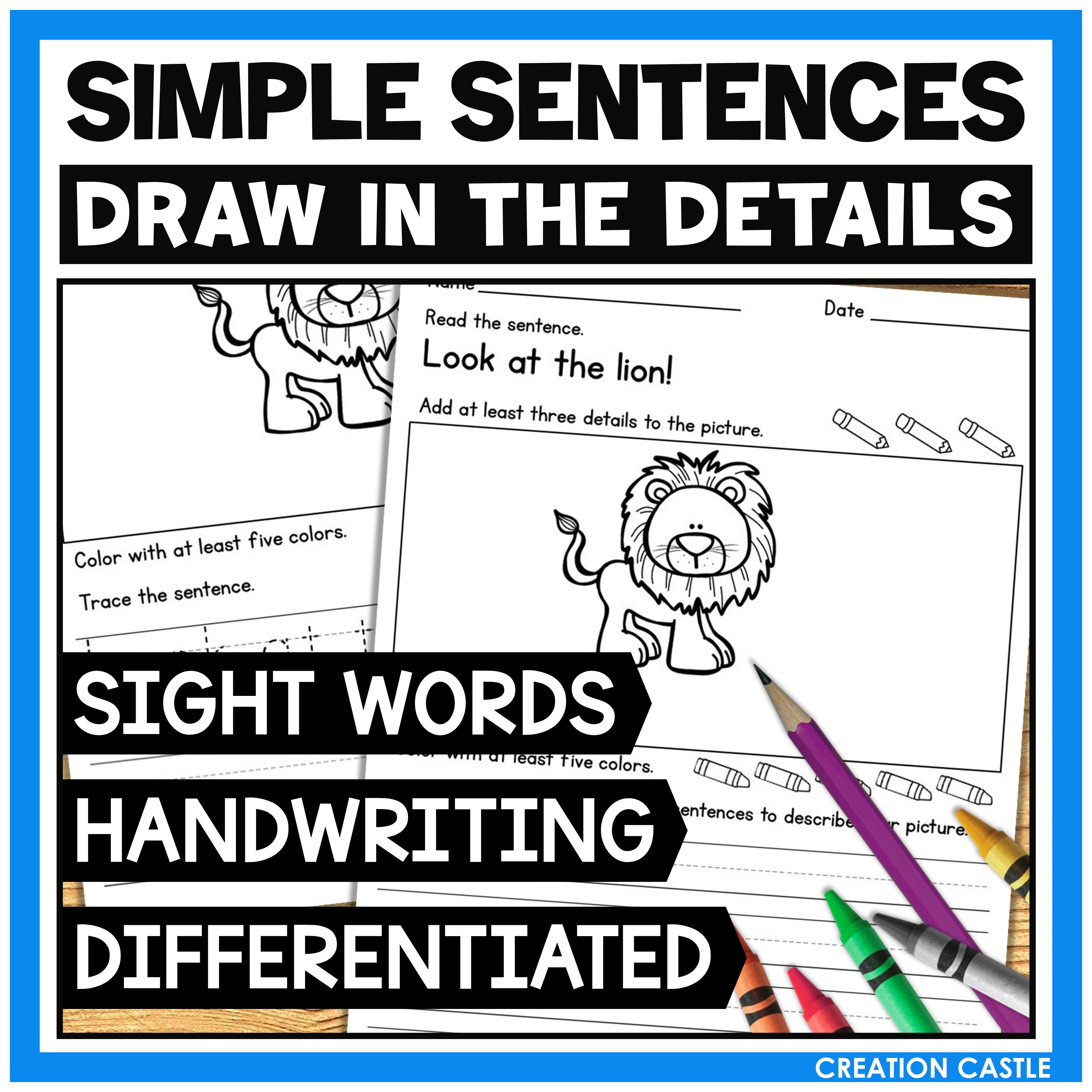 Writing Simple Sentences with Sight Words Worksheets - Classful