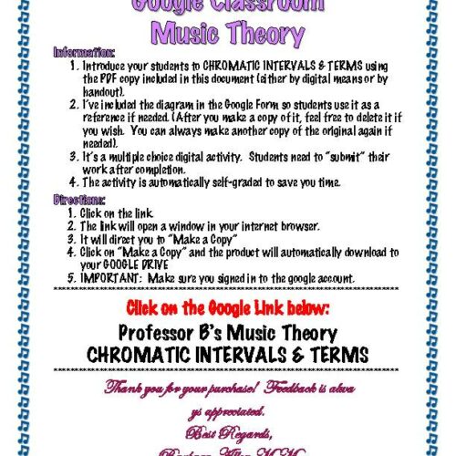 Google Classroom DIGITAL Music Theory Lesson 53- Chromatic Intervals ...