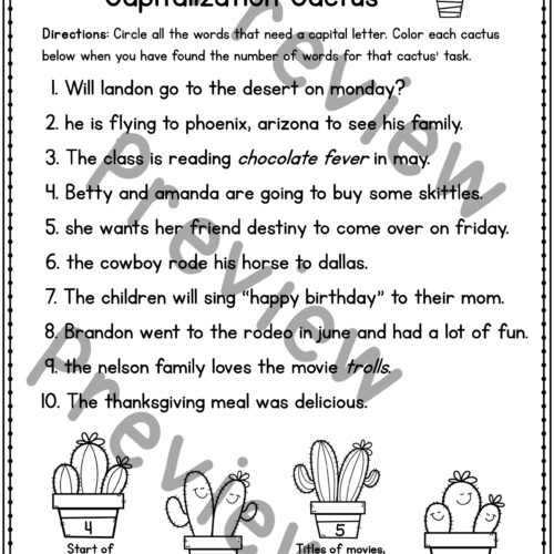 Capitalization Worksheets for Capitalization Practice - Classful