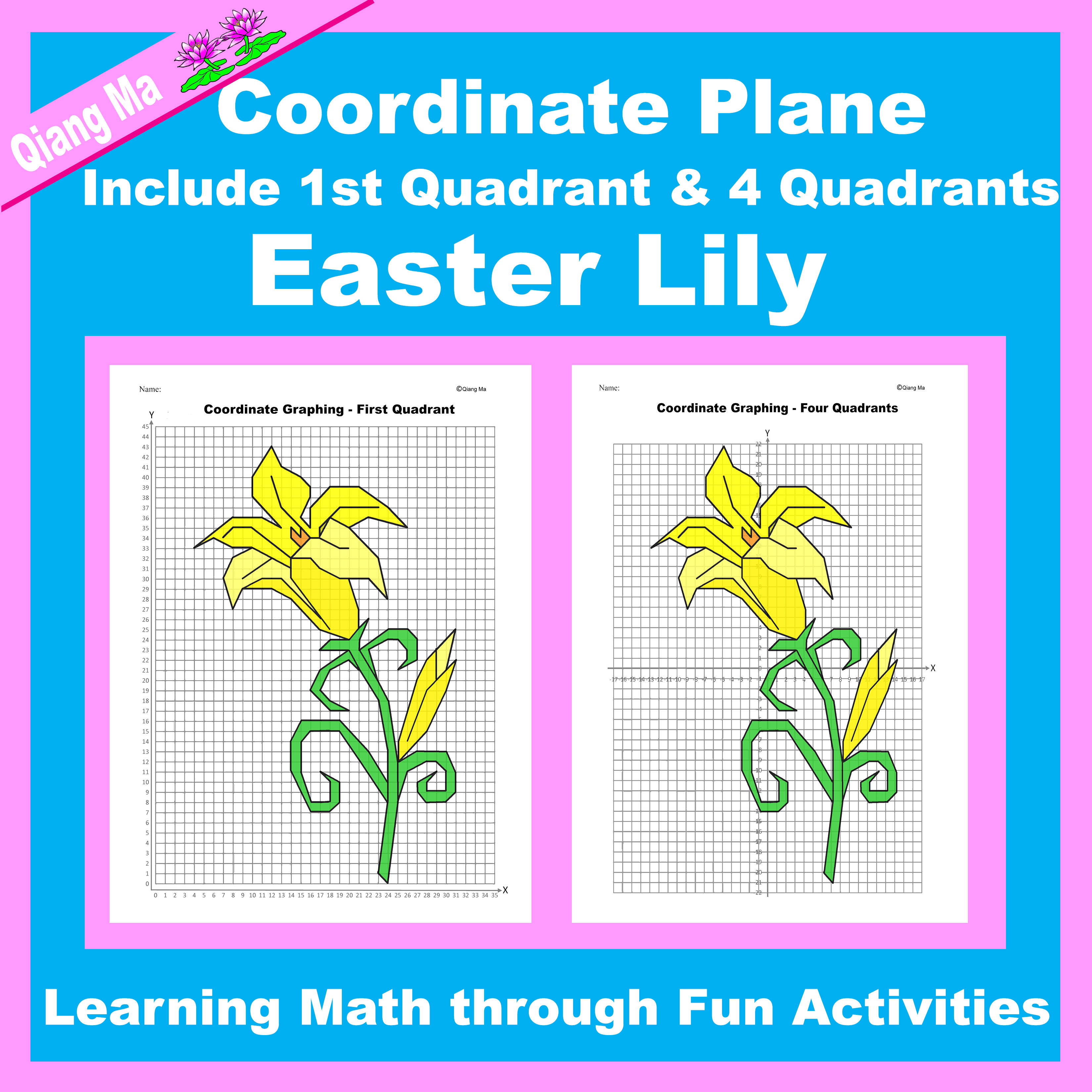 Easter Coordinate Plane Graphing Picture: Easter Lily