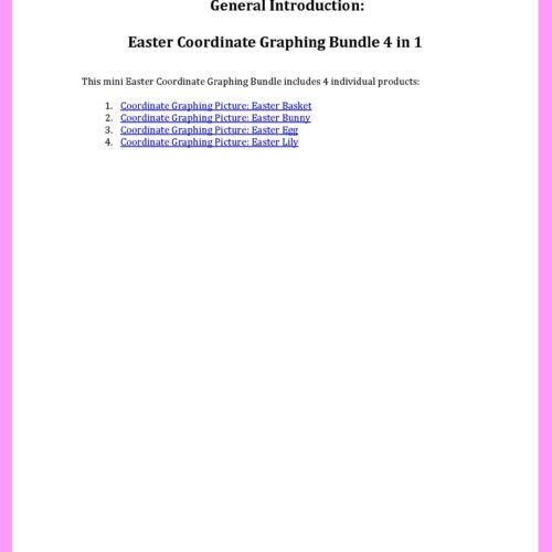 Easter Coordinate Plane Graphing Picture- Easter Bundle 4 in 1 - Classful