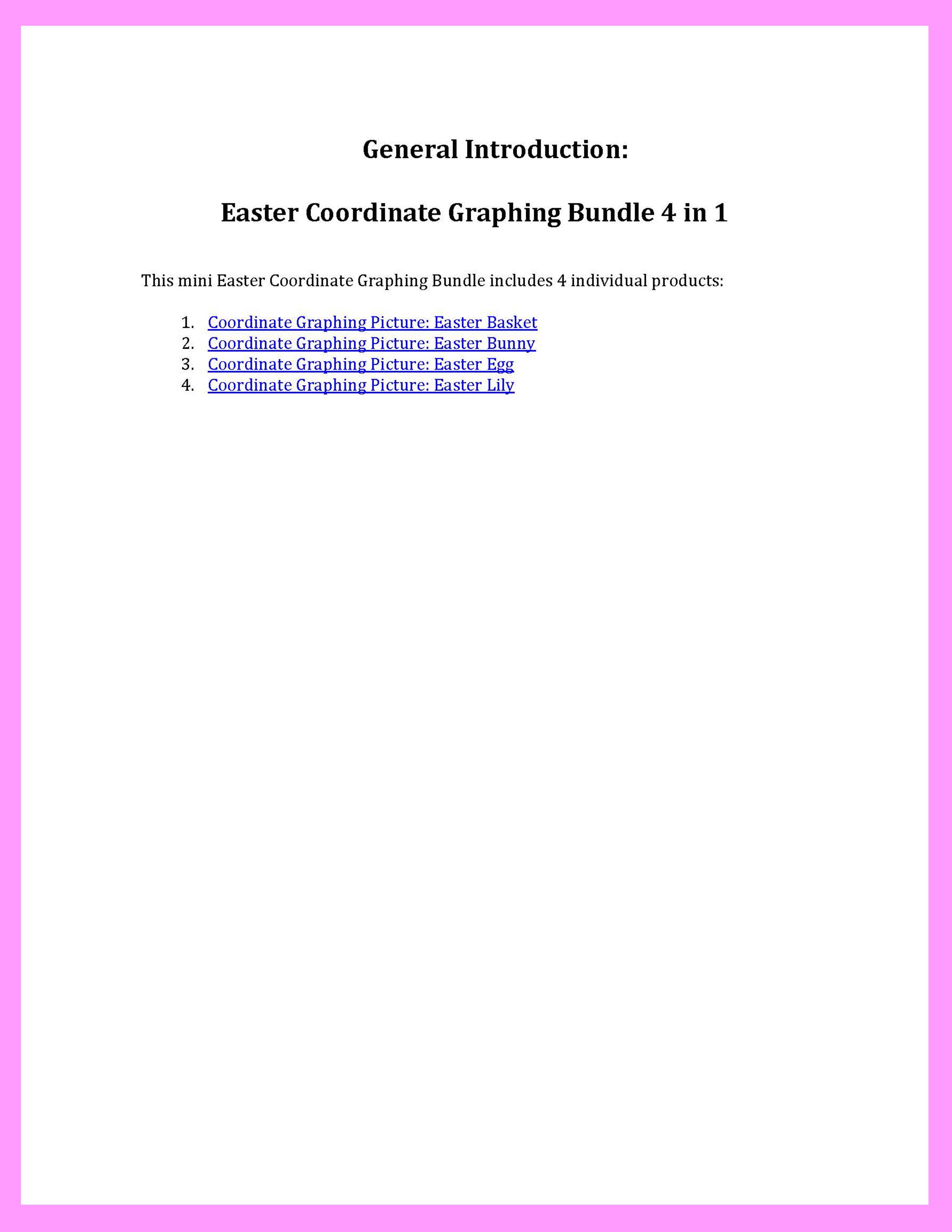 Easter Coordinate Plane Graphing Picture- Easter Bundle 4 in 1 - Classful