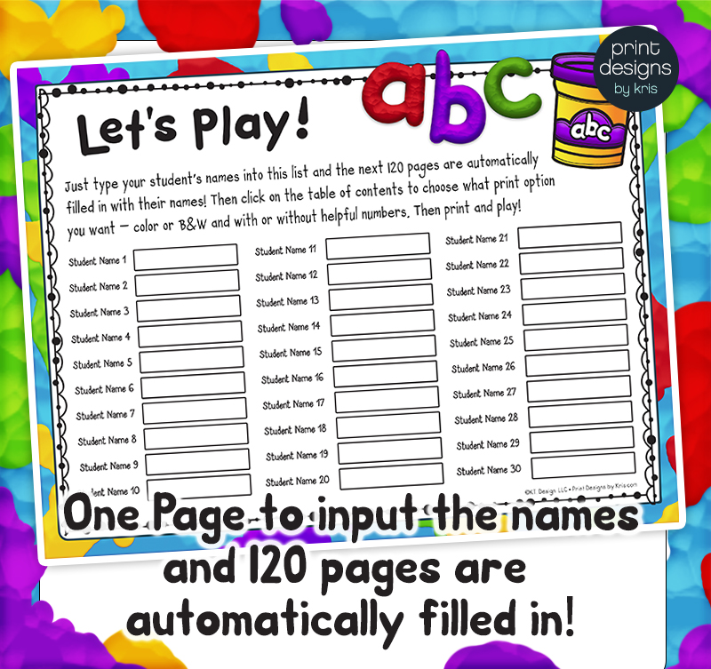 Editable Playdoh Name Mats Play Dough - Classful