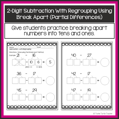 2-Digit Subtraction with Regrouping Using Break Apart Partial ...