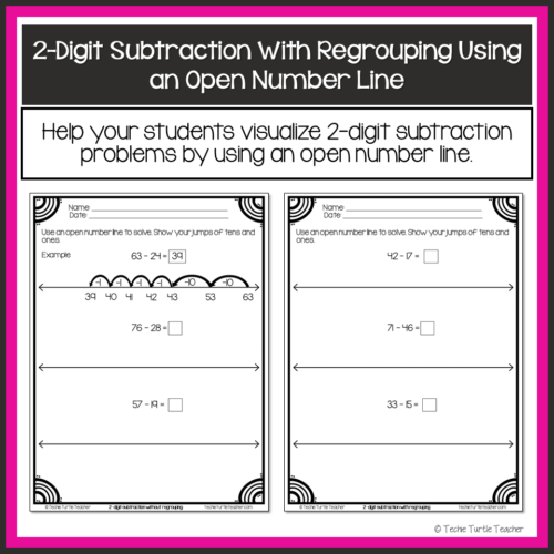 2-Digit Subtraction with Regrouping Using an Open Number Line - Classful