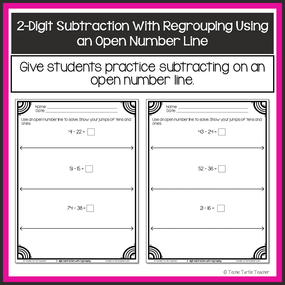 2-Digit Subtraction with Regrouping Using an Open Number Line - Classful