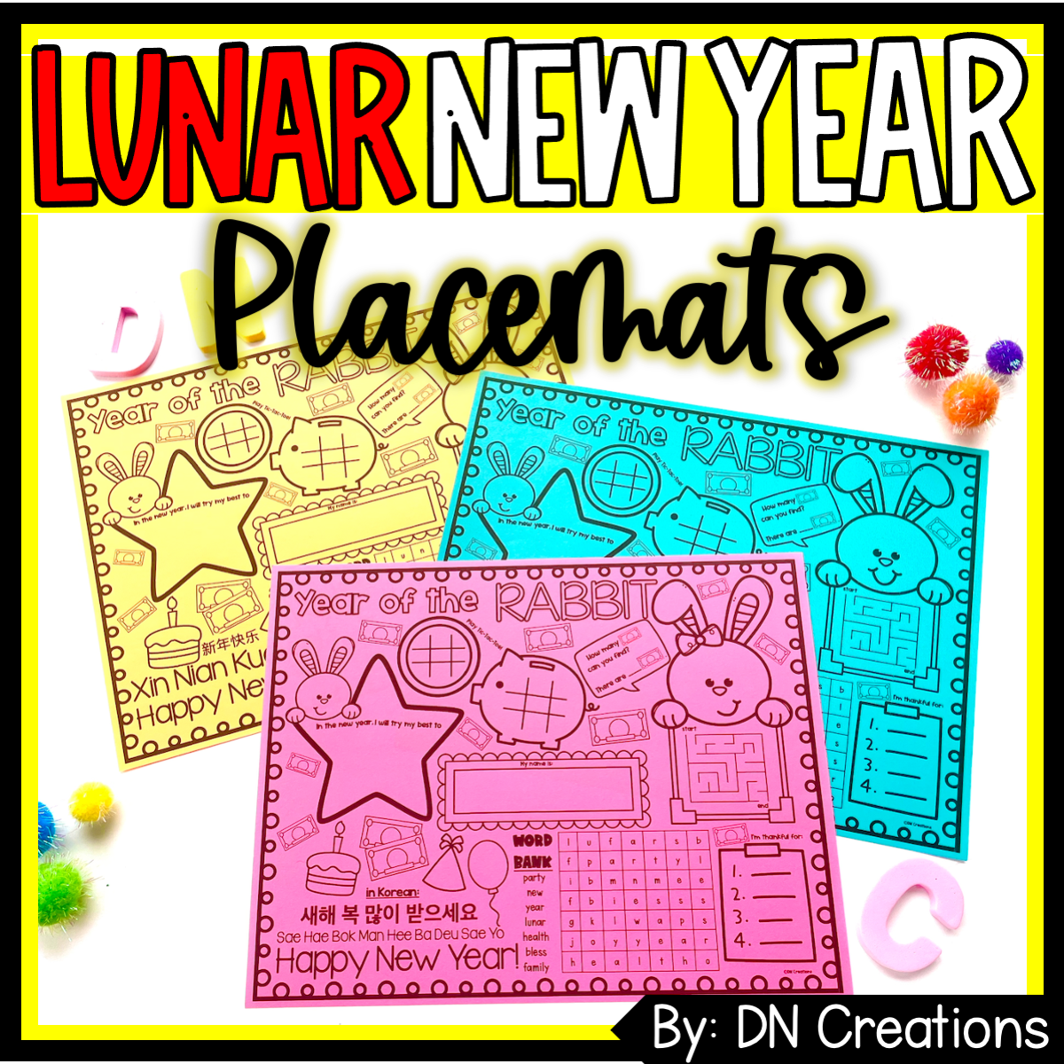 Lunar New Year Placemat l Chinese New Year l Seollal l New Year 2024 ...