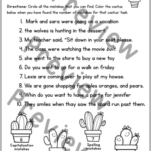 Proofreading Worksheets Editing Practice - Classful