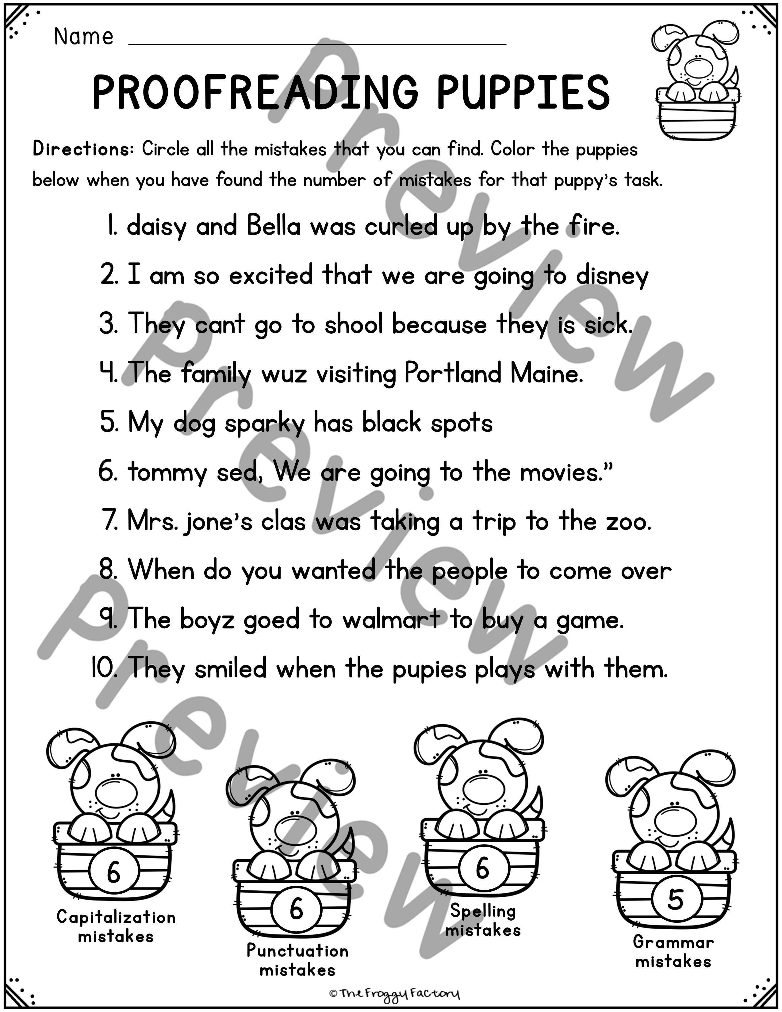 Proofreading Worksheets Editing Practice - Classful