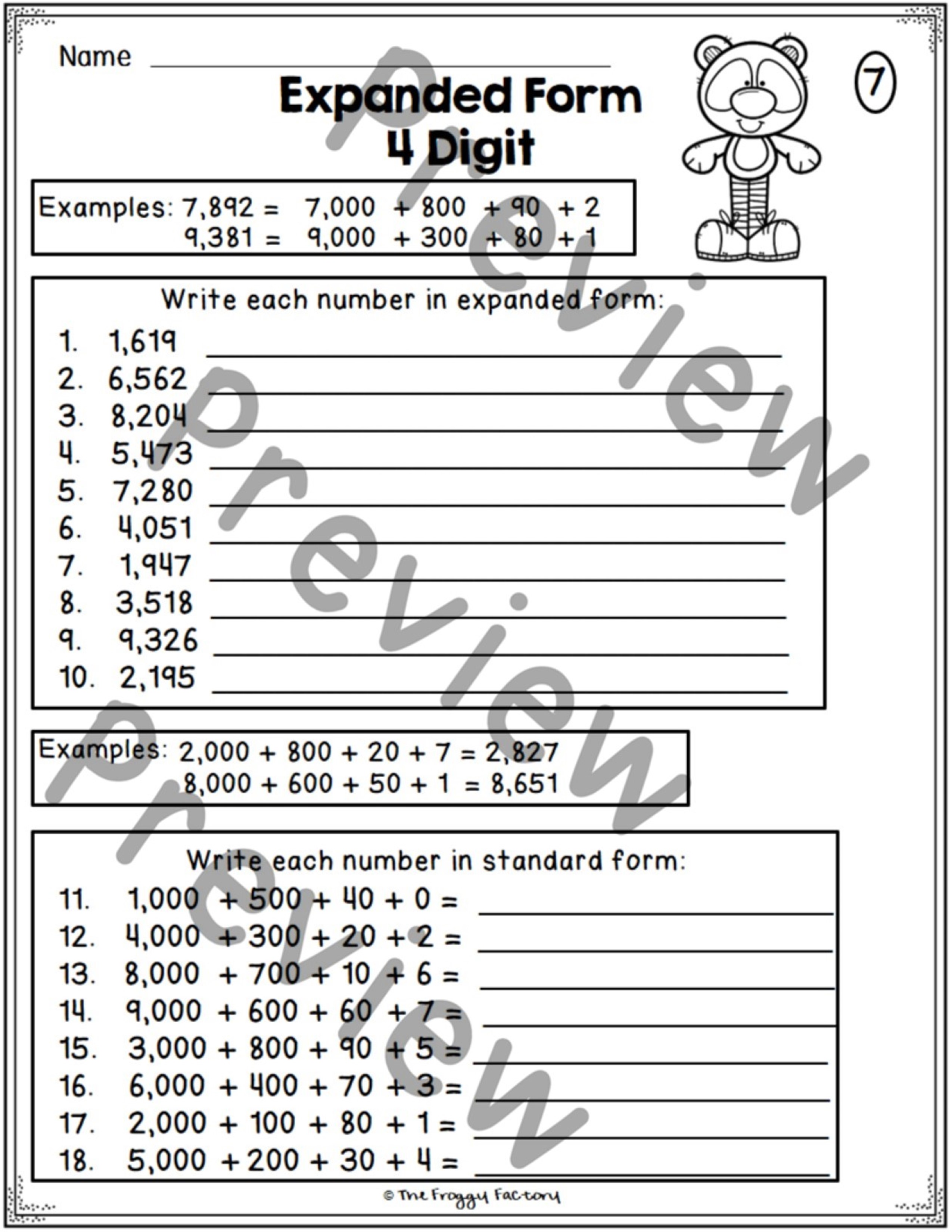 Place Value Worksheets 4 Digit Place Value - Classful