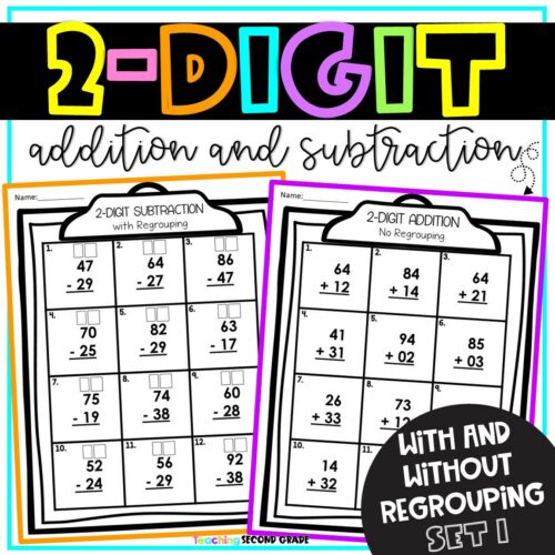 Regrouping Worksheets 2nd Two Digit Addition And Subtraction Math